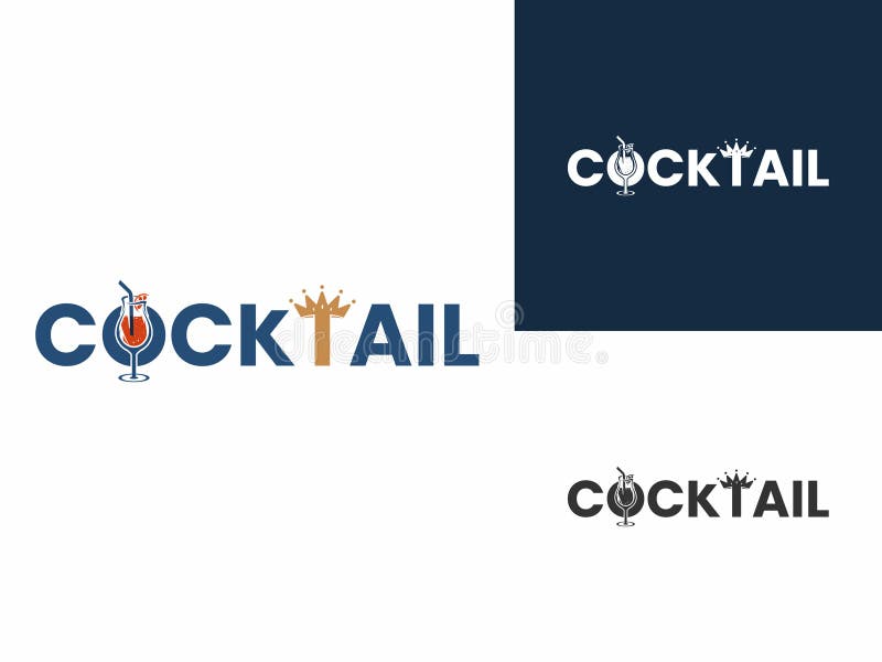 Simple Cocktail Logo with Crown Vector. Best Cocktail Logo Design Icon ...