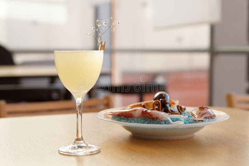 Simple Cocktail and Table Decoration in Pub Stock Photo - Image of ...