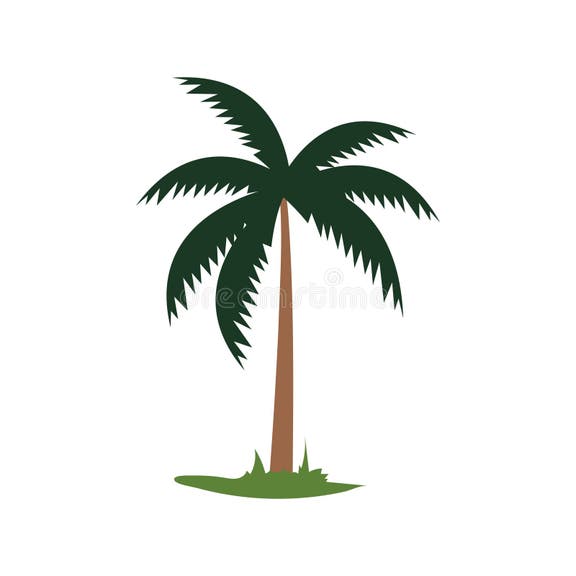 Simple Coconut Tree Illustration, Single Palm Tree Icon, Flat Design ...