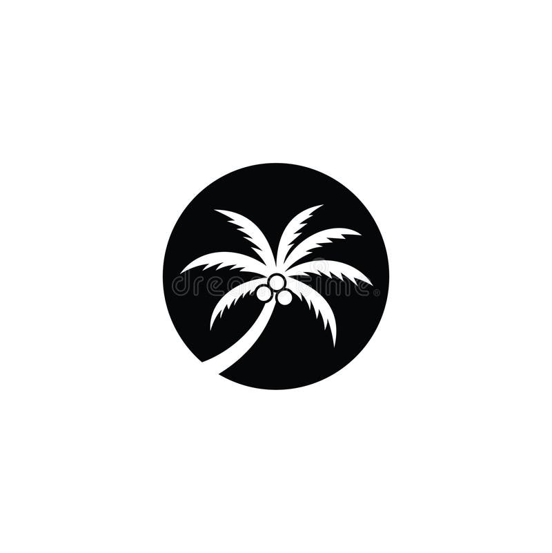 Simple Coconut Tree Logo Design in a Circular Shape Stock Illustration ...