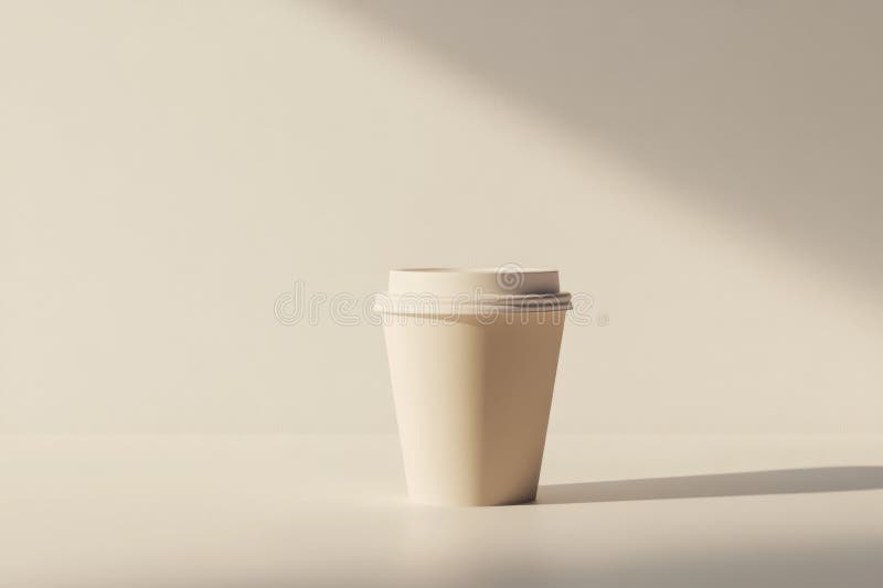 Simple Coffee Cup with Lid on a Clean Surface Illuminated by Soft ...
