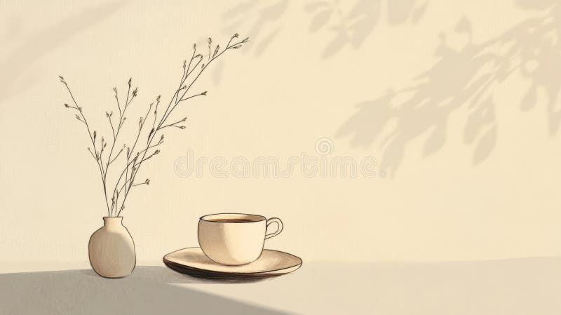 Simple Coffee Illustration in Neutral Tones Stock Illustration ...