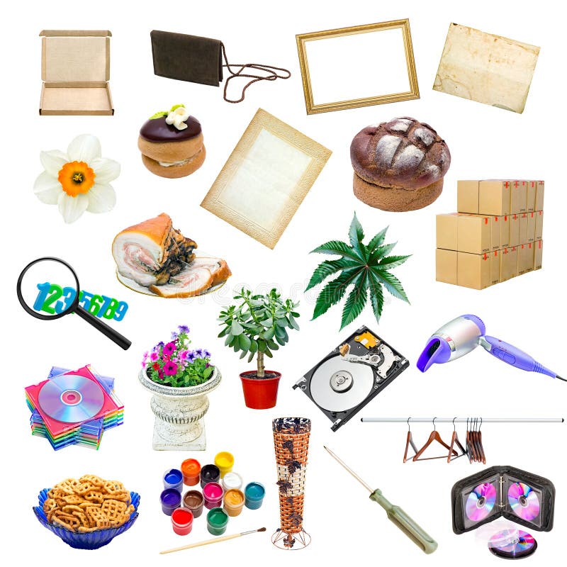 Simple Collage of Isolated Objects Stock Photo - Image of background ...
