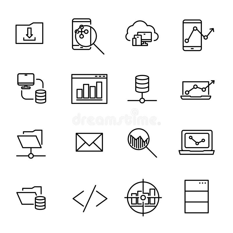 Coding Related Vector Icon Set. Stock Vector - Illustration of ...