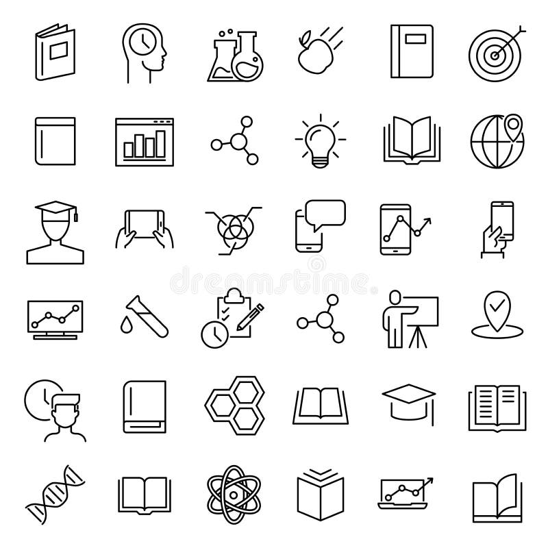 E-learning Related Vector Icon Set. Stock Vector - Illustration of ...