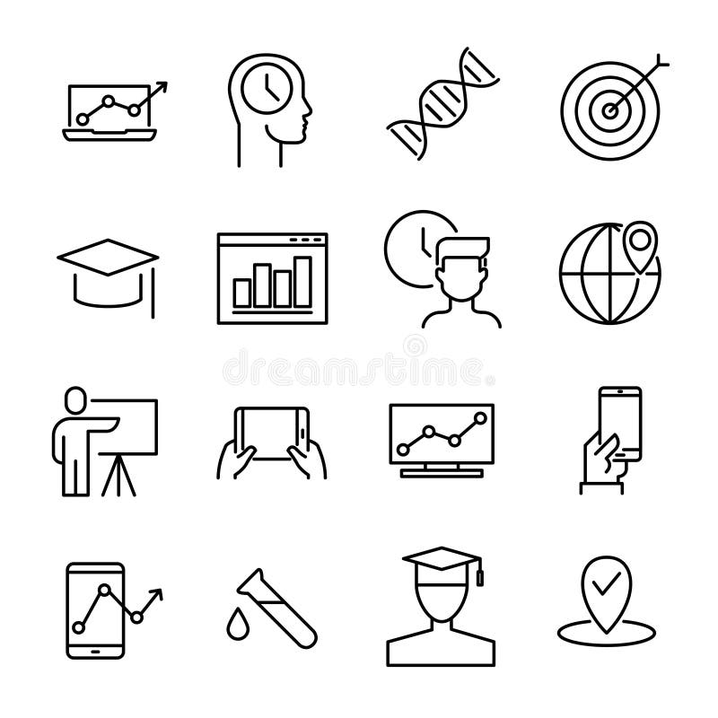 Simple Collection of E-learning Related Line Icons. Stock Vector ...