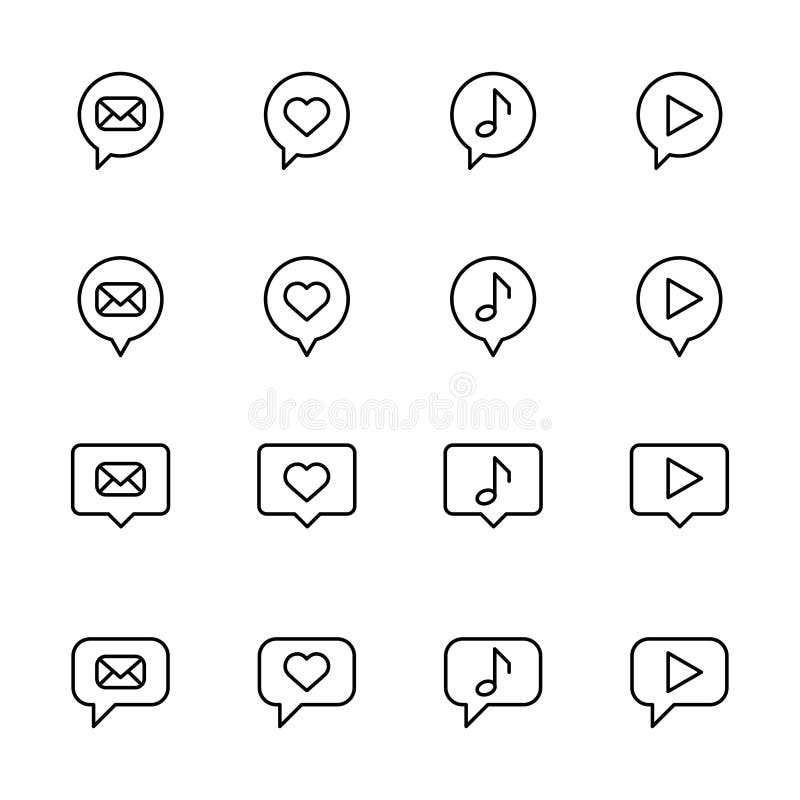 Simple Collection of Notification Related Line Icons. Stock Vector ...
