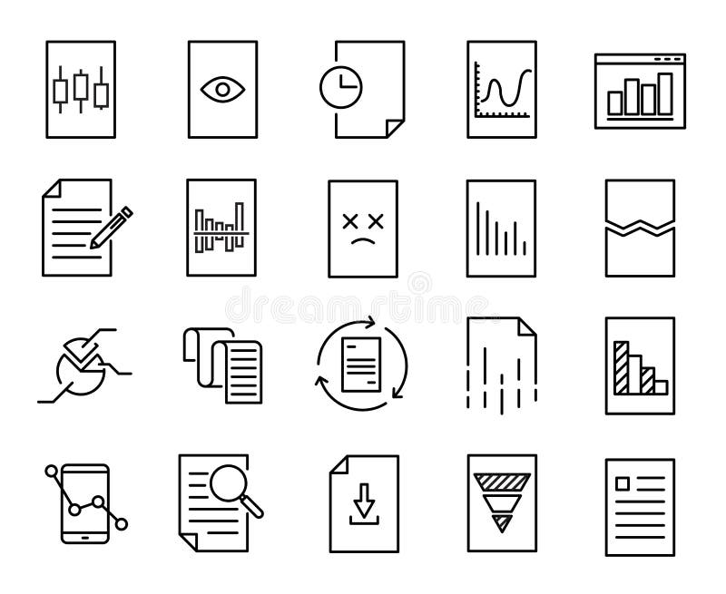 Simple Collection of Report Related Line Icons. Stock Vector ...