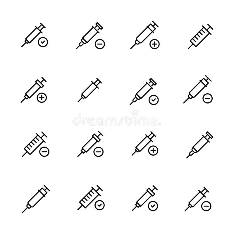 Simple Collection of Syringe Related Line Icons. Stock Vector ...