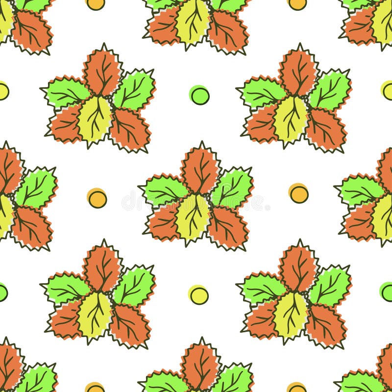 Simple Color Autumn Leaves Pattern on a White Background. Vector ...