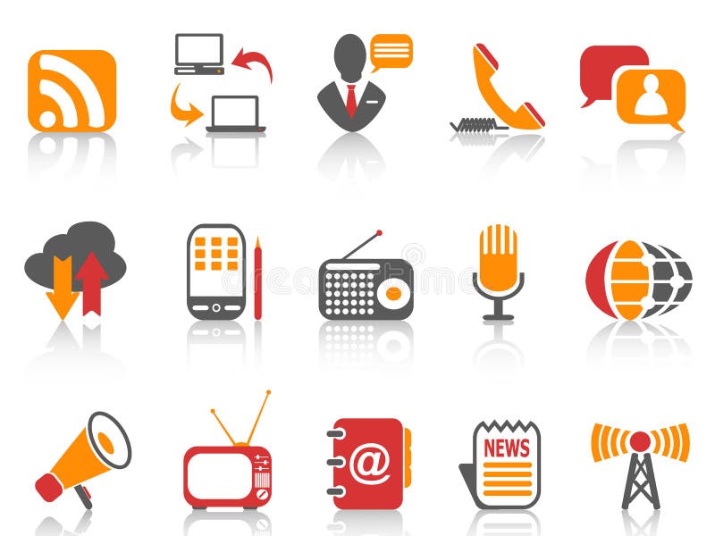 Simple Color Communication Icons Set Stock Vector - Illustration of ...