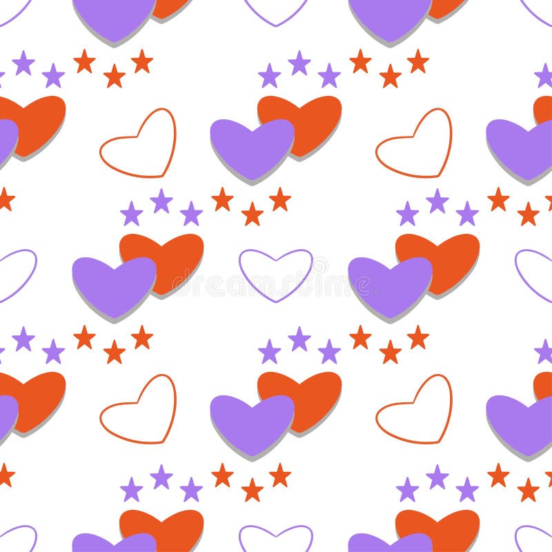 Simple Color Hearts Pattern on a White Background. Vector Illustration ...