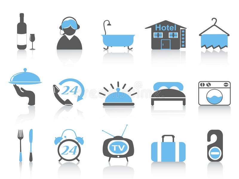 Simple color hotel icons stock vector. Illustration of objects - 23333412