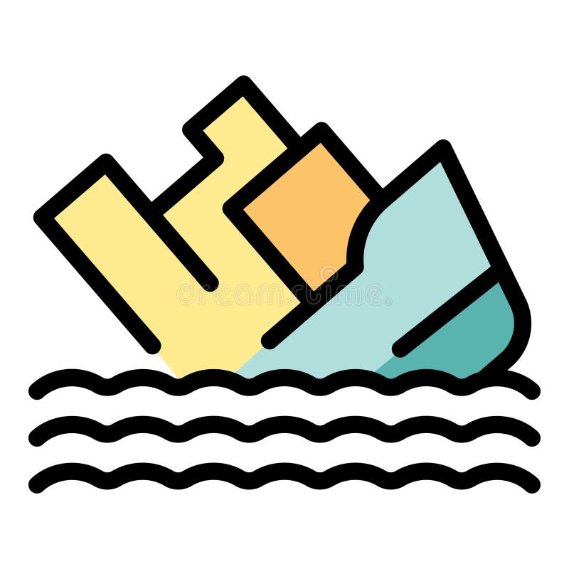Shipwreck Sinking Under the Ocean Waves Icon Stock Illustration ...