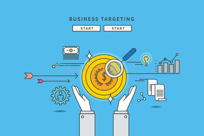 Simple Color Line Flat Design of Business Target, Modern Illustration ...