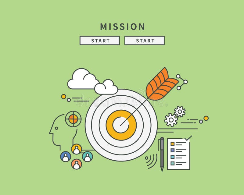 Simple Color Line Flat Design of Mission, Modern Illustration Stock ...