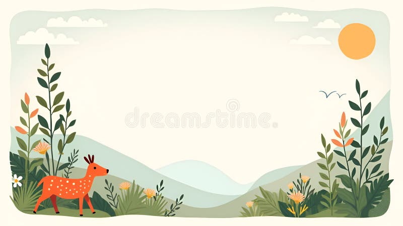 Simple Abstract Plants Background with Empty Middle Stock Illustration ...