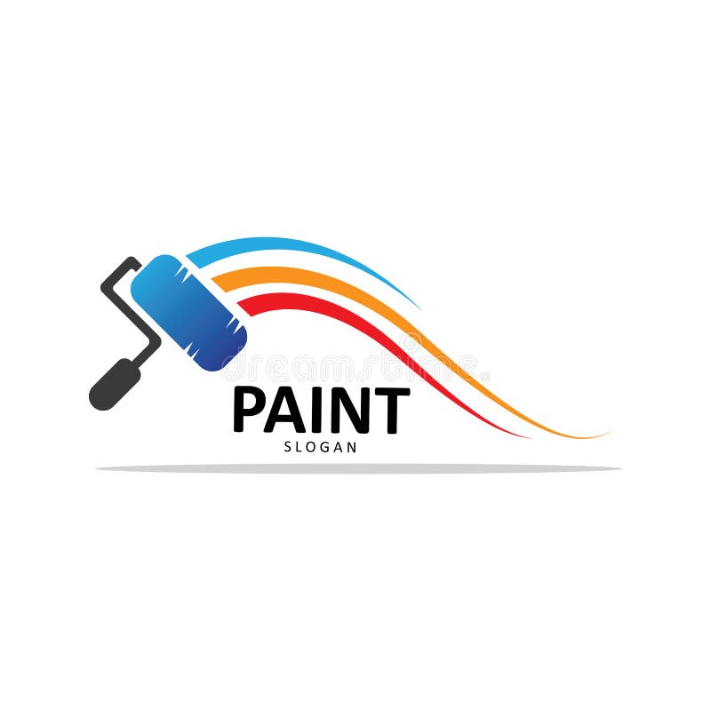 Simple Colored Brush Paint Symbol Vector Logo Stock Vector ...