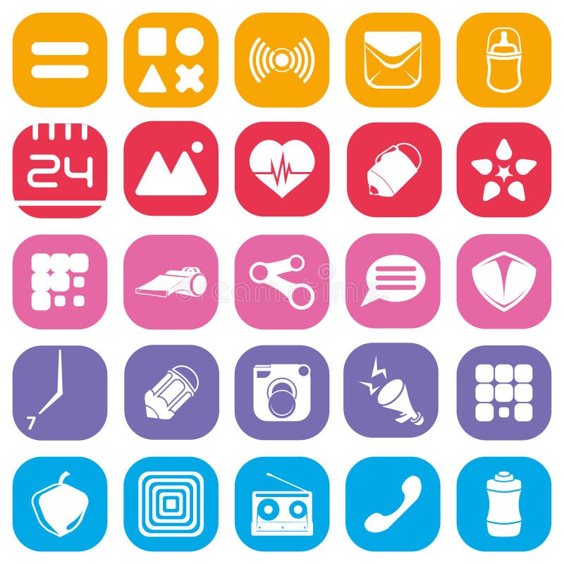 Simple colored icons stock vector. Illustration of graphic - 75736739