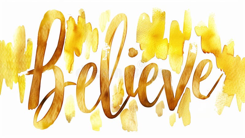 Simple Colored Inscription "Believe" Script Calligraphy. Inspirational ...