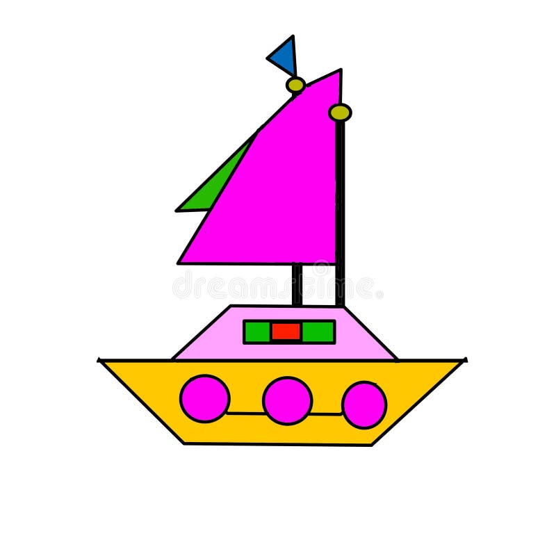 A Simple Colorful Boat Isolated on White Background and Wallpaper Stock ...