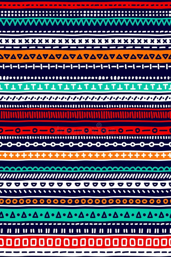 Simple Colorful Doodle Geometric Striped Seamless Pattern, Vector Stock ...