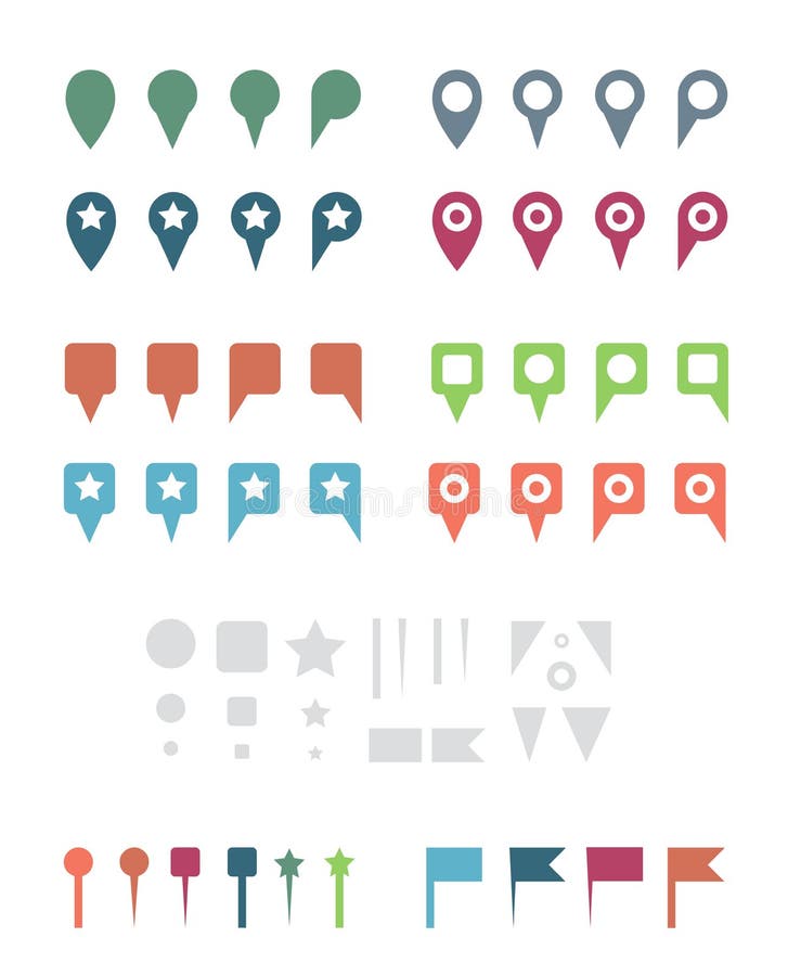 Flat Map Pins. stock vector. Illustration of emblem, label - 32181256