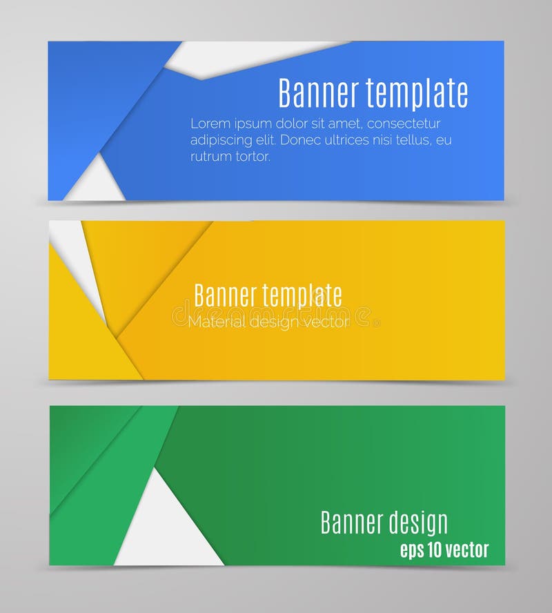 Simple Colorful Vector Banners Set in Material Design Style Stock ...