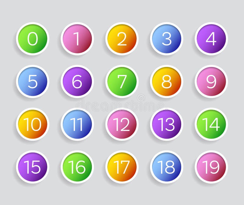 Simple Colorful Round Vector Number Icons Isolated Stock Vector ...