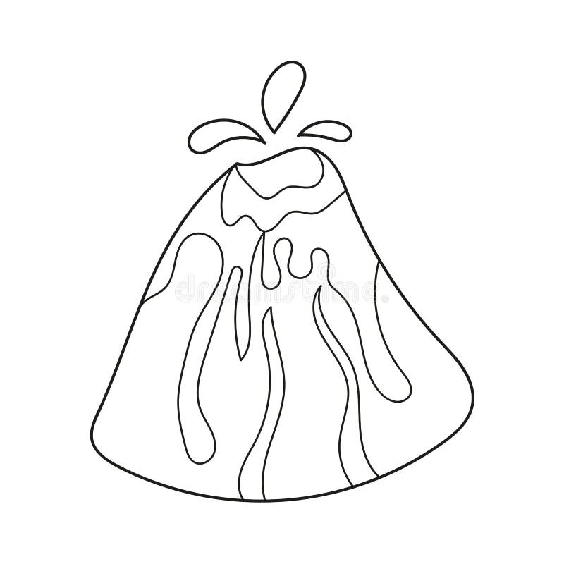 Simple Coloring Page. Simple Children Coloring Book - Volcano Stock ...