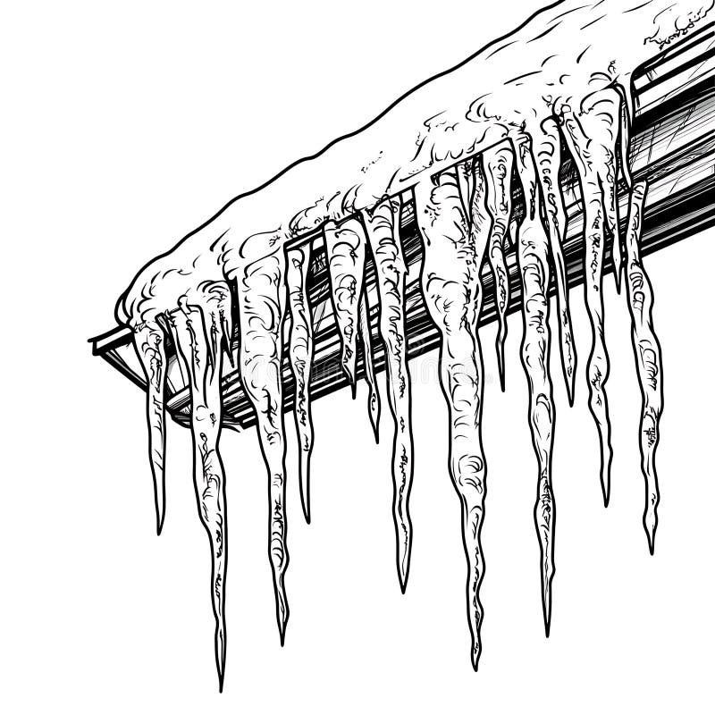 Simple Coloring Page Featuring Icicles Hanging Down Stock Illustration ...