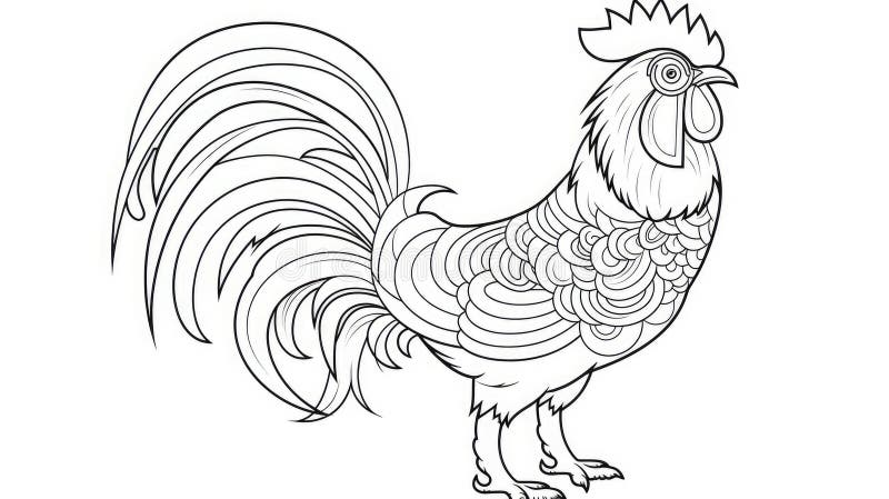 Simple Coloring Pages for Children, Rooster Stock Illustration ...