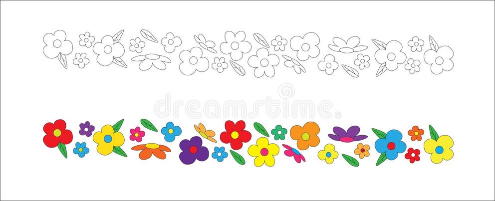 Simple Flower Pattern for Coloring - Preschool Activity Stock Vector ...
