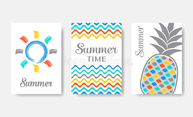 Simple Colourful Vector Summer Cards Set Isolated Stock Vector ...