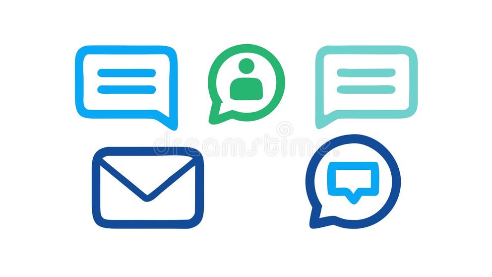 Simple Communication Icons Mail, Message Chat Bubbles, Vector Design ...