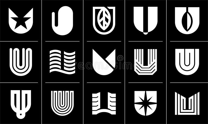 Simple Company Abstract Letter U Logo Design Set Stock Vector ...
