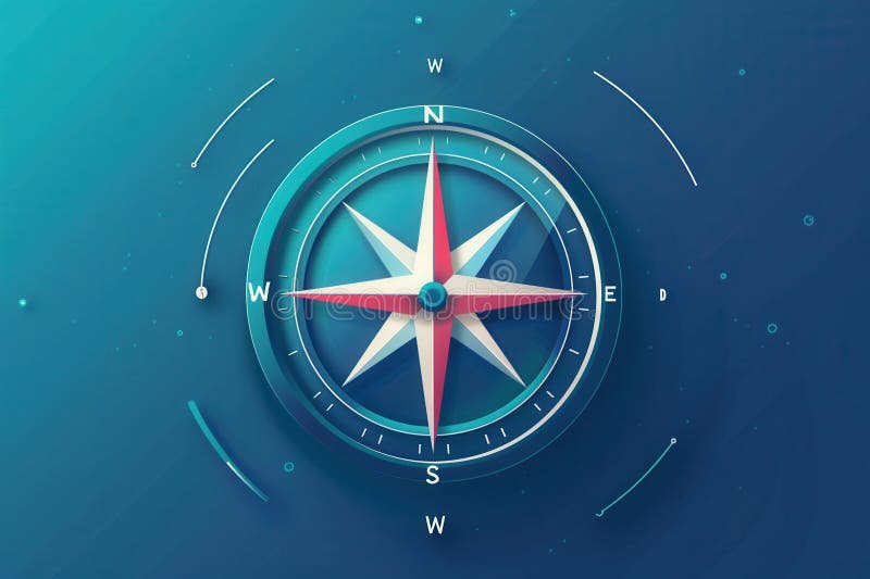 A Simple Compass with Clear Lines Against a Blue Background, Perfect ...