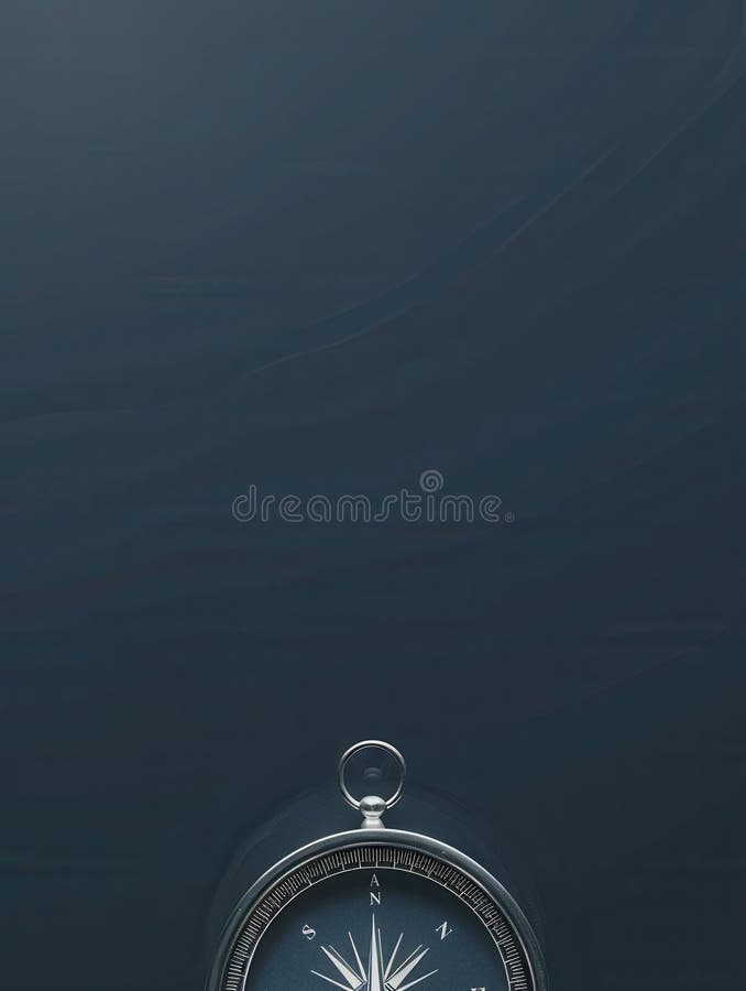 A Simple Compass with Clear Lines on a Dark Blue Background. this Image ...