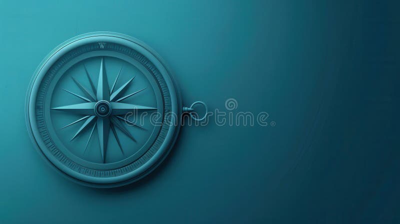 A Simple Compass with Clear Lines is Displayed on a Teal Background ...