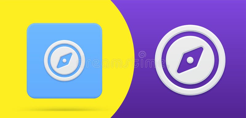 Simple Compass 3d Icon Button Set Vector Illustration. Cartography ...