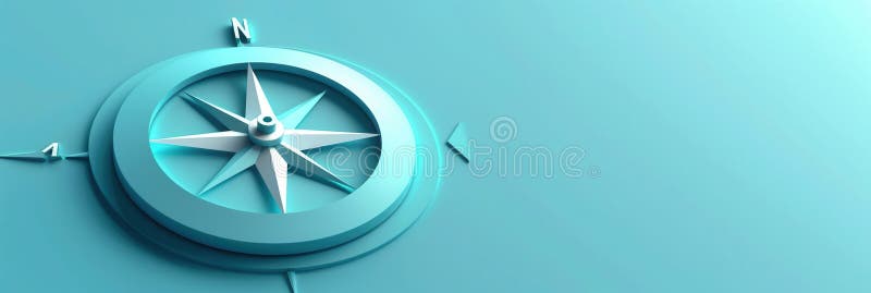 A Simple Compass Illustration with a White Needle Pointing North on a ...