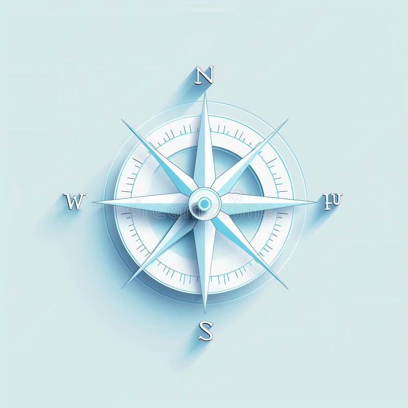A Simple Compass Rose Illustration with a White Background and Clear ...