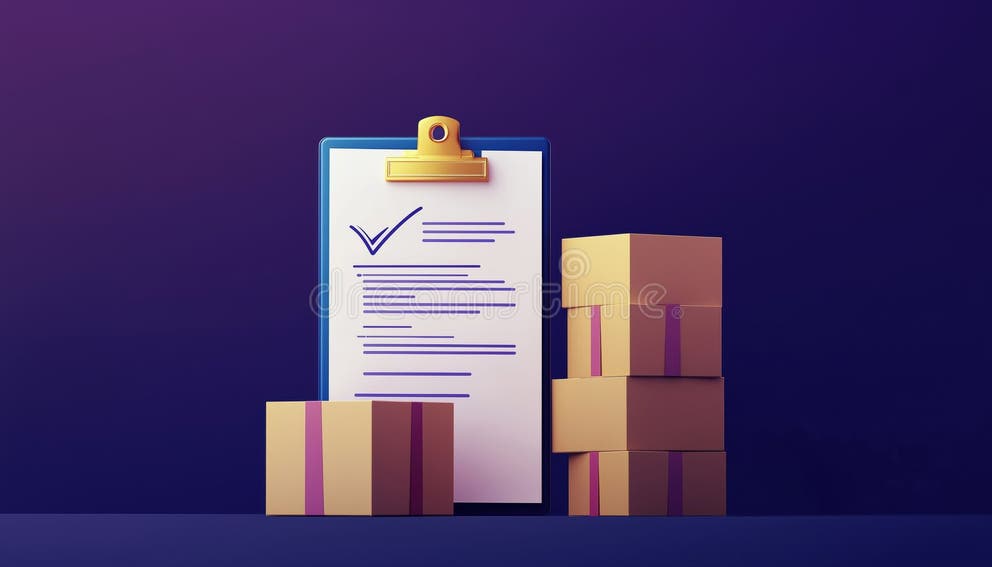 Simple Composition of a Cardboard Box with Document Stock Photo - Image ...