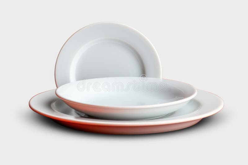 A Simple Composition Featuring Two Plates and a Bowl Placed on a Clean ...