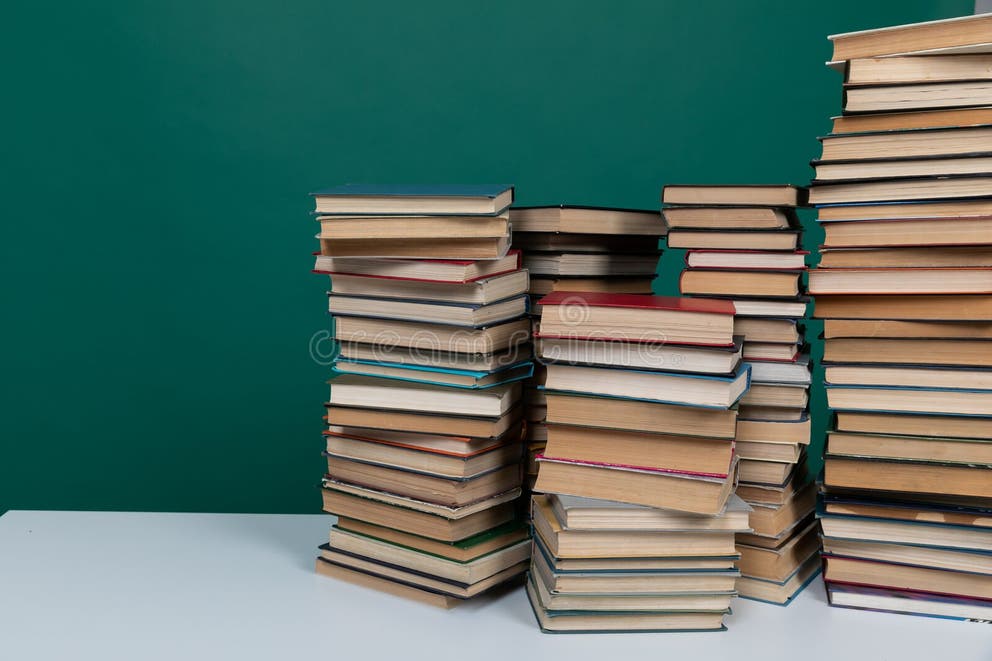 A Simple Composition of Many Books, Stack or Pile of Books on Wooden ...