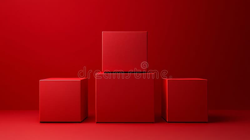 A Simple Composition of Red Boxes Set Against a Red Backdrop Stock ...