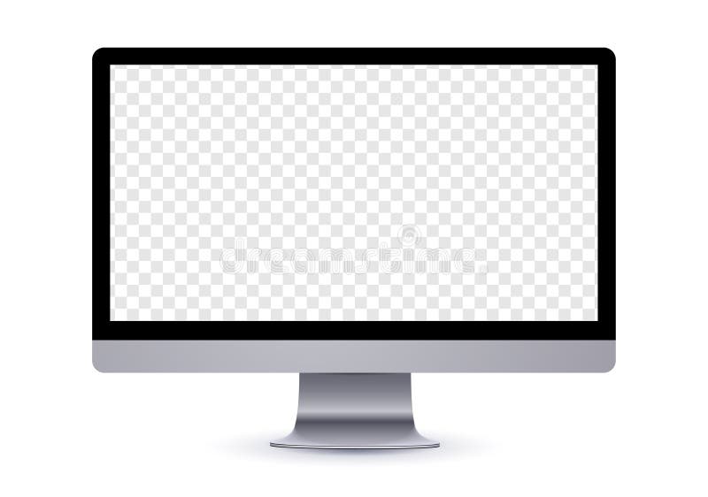 Simple Computer Mockup with Blank Checkered Transparent Screen Stock ...