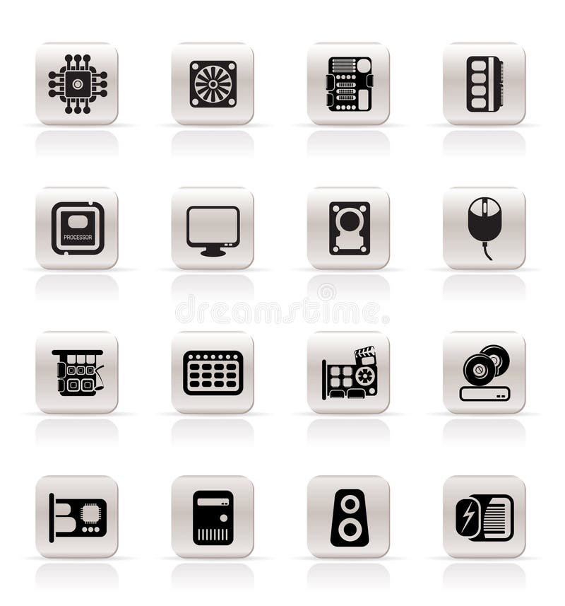 Simple Computer Performance and Equipment Icons Stock Vector ...