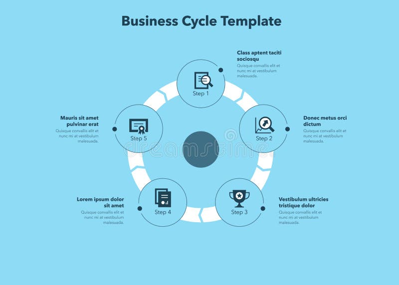 Simple Concept for Business Cycle Diagram with Six Steps and Place for ...