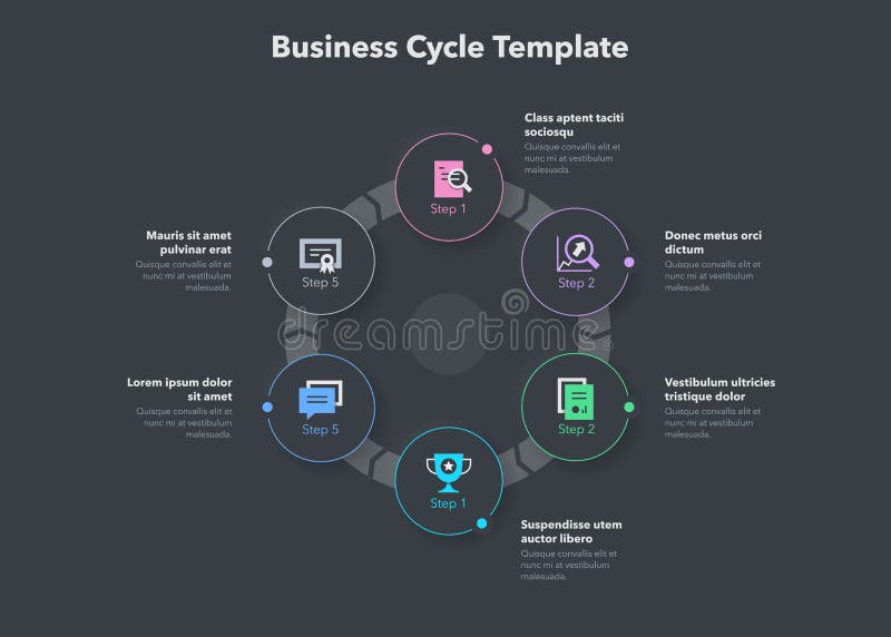Simple Concept for Business Cycle Diagram with Six Steps and Place for ...